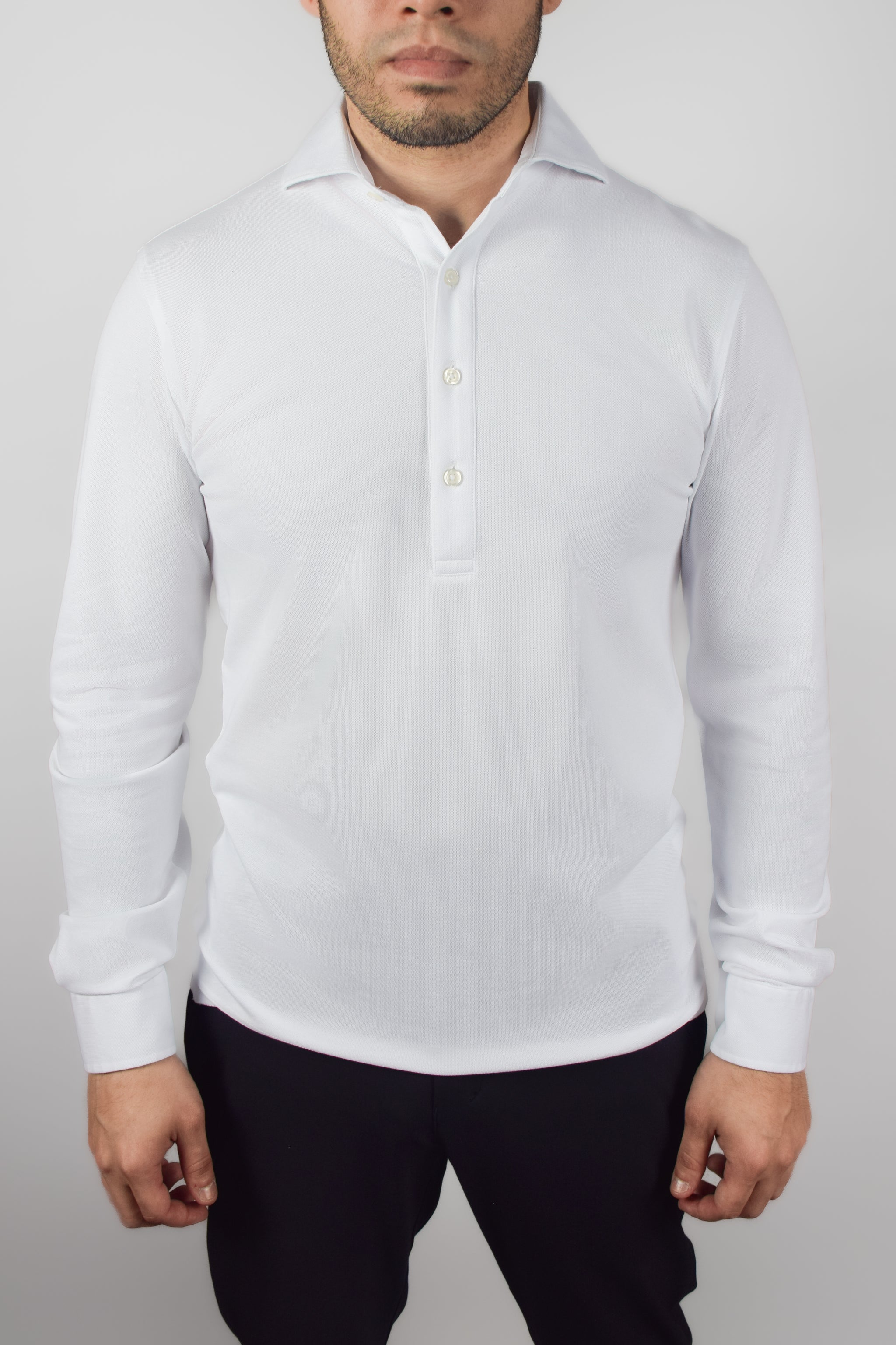 Dress Collar Performance Long Sleeve - White | Atica Man