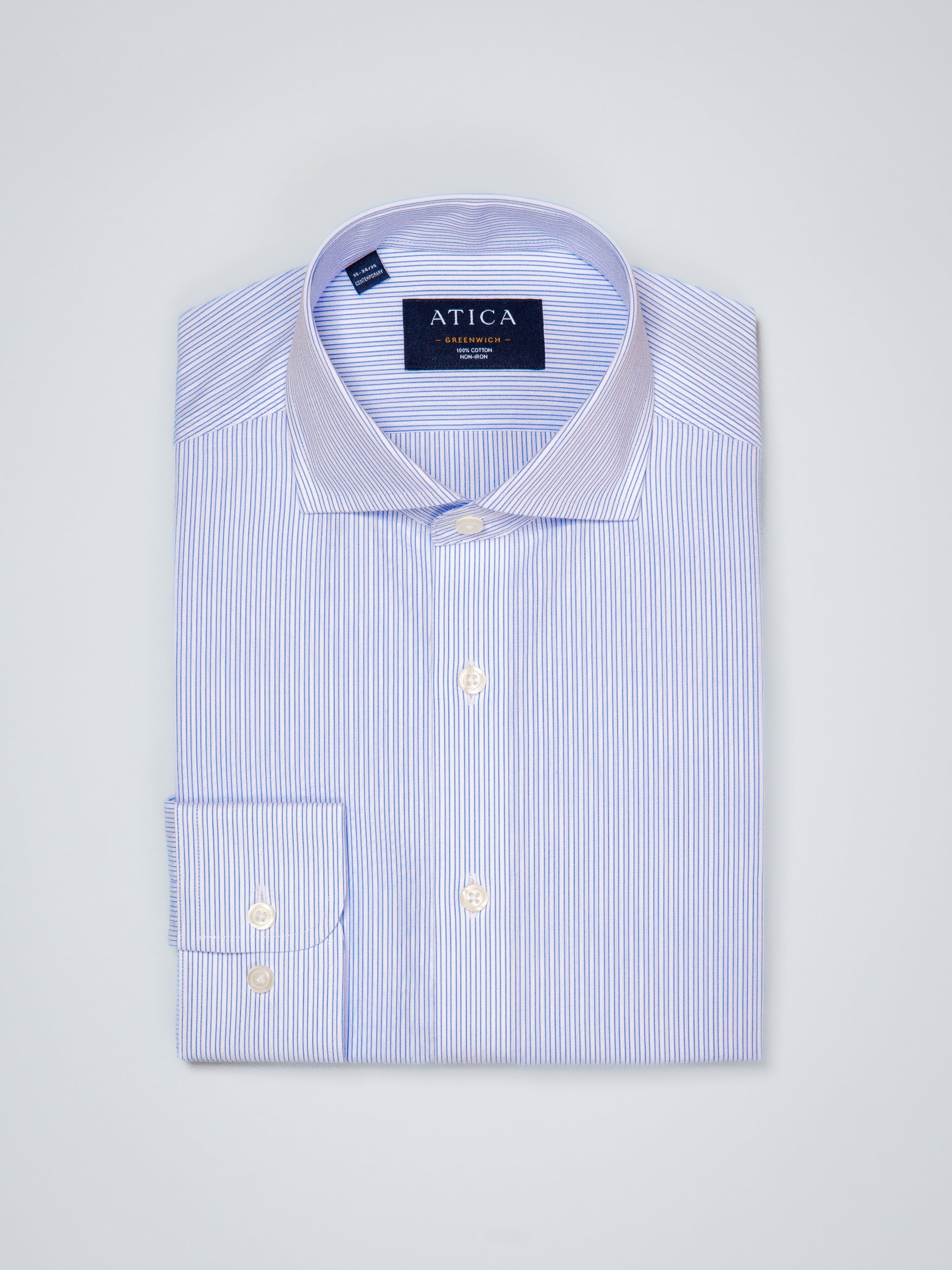 Greenwich Light Blue Textured Stripe Shirt | Atica Man
