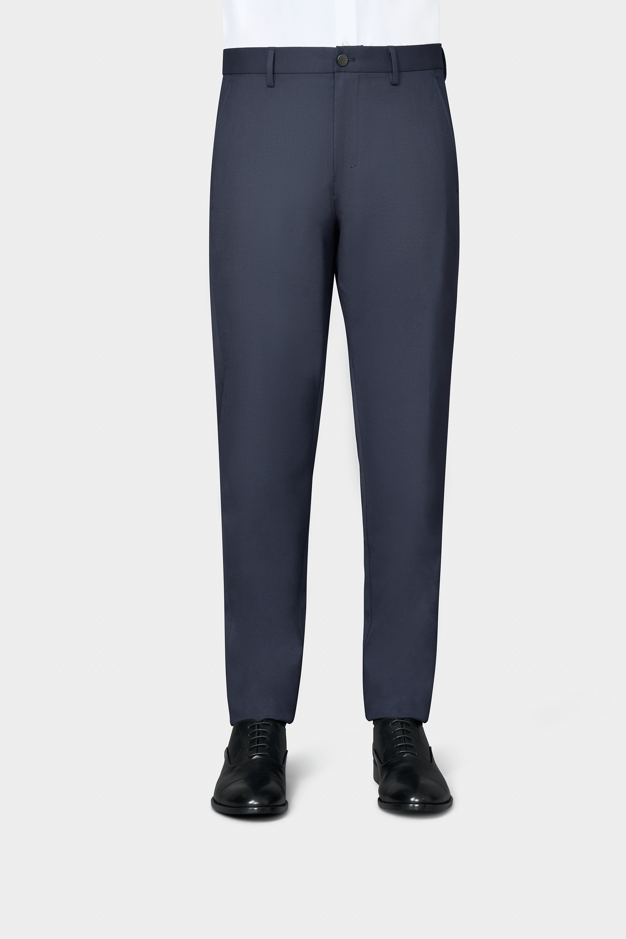 Yarn Dye Steel Blue Cotton Dress Pants | Atica Man