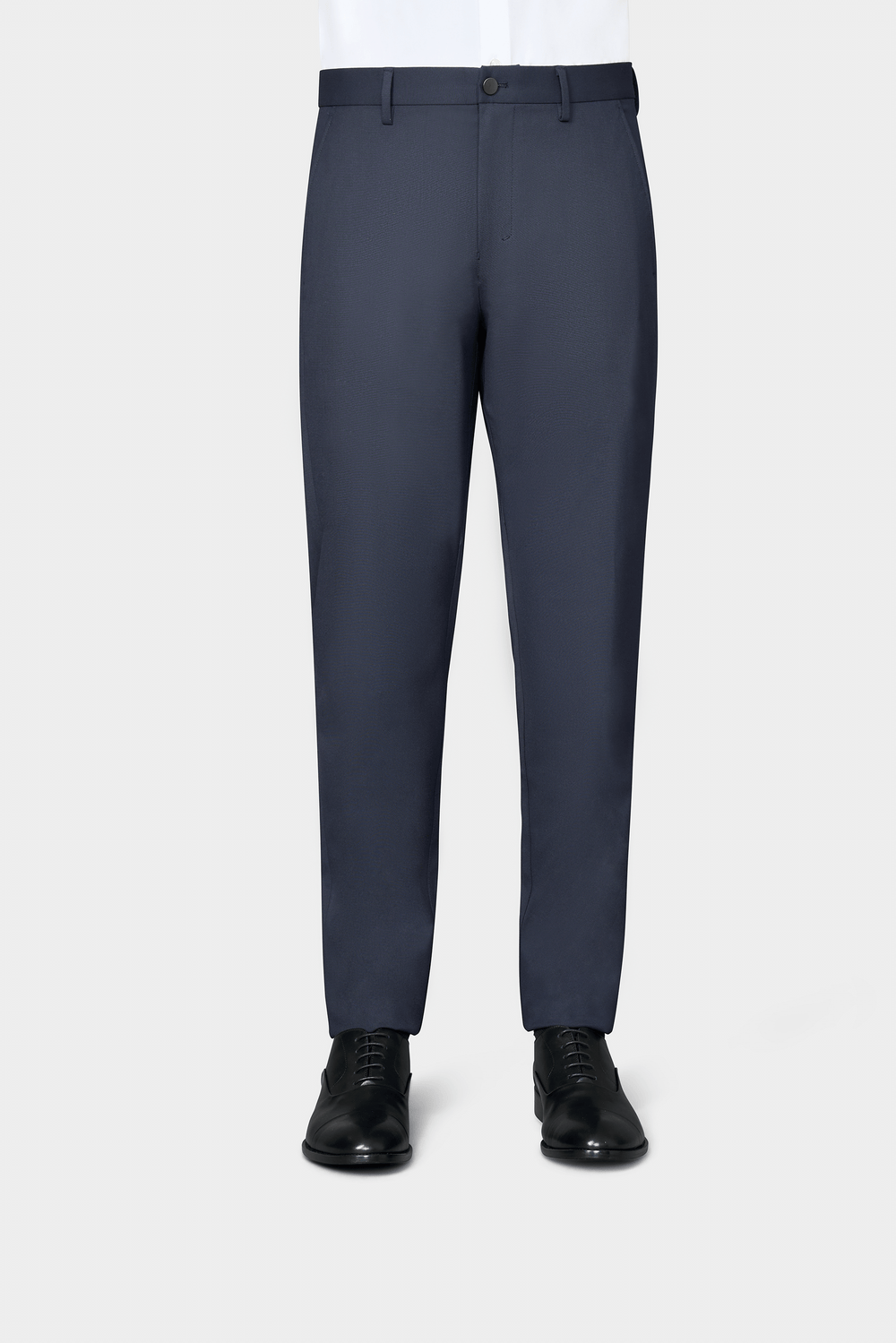 Yarn Dye Steel Blue Cotton Dress Pants | Atica Man