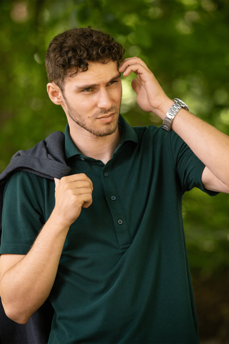 Dress Collar Performance Polo - Dark Green | Atica Man