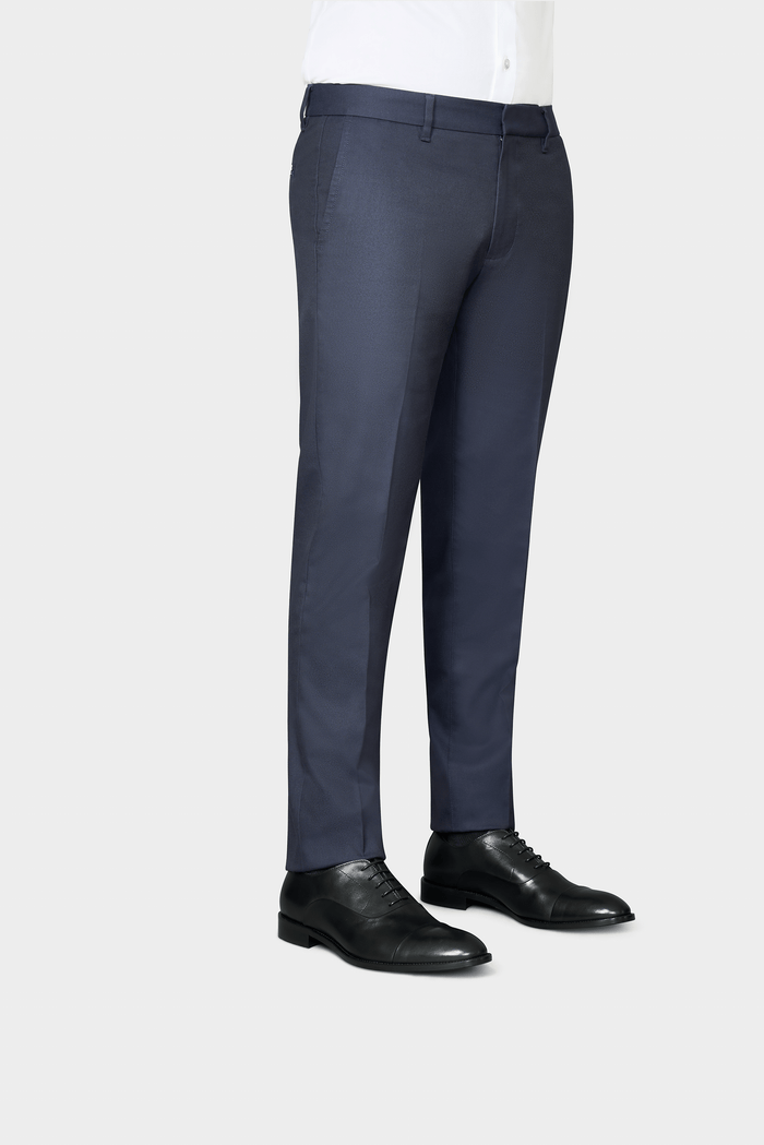 Yarn Dye Navy Houndstooth Cotton Dress Pants | Atica Man