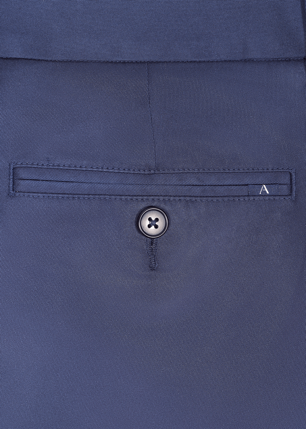 Solid Cotton Dress Navy Pants | Atica Man
